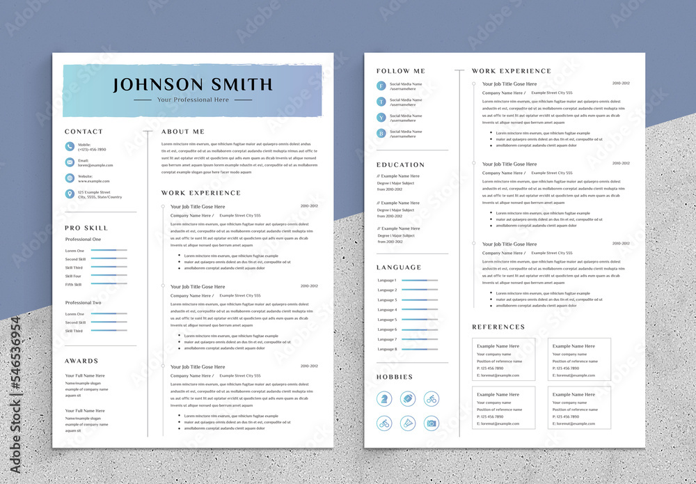 Simple Resume Layout with Gradient Stock Template | Adobe Stock