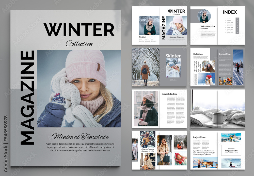 Winter Magazine Layout Stock Template | Adobe Stock