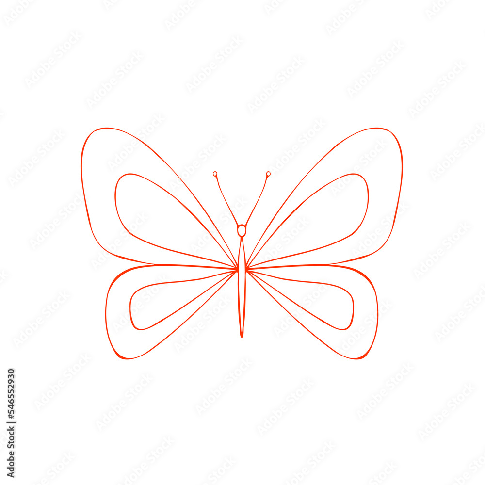 Butterfly contour PNG drawing. Insect butterfly coloring book. Stock ...