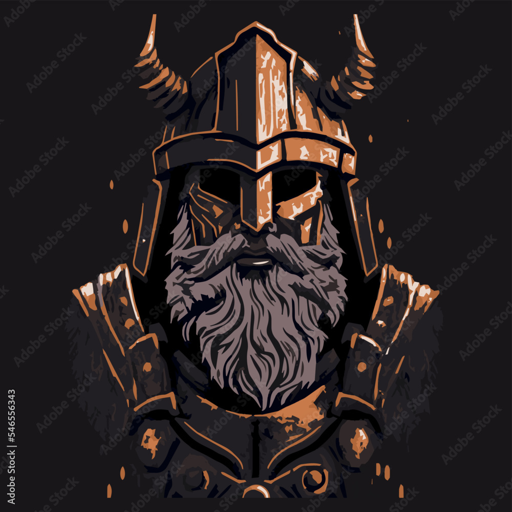 Epic fantasy viking drwarf vector illustration. Dark sombre medieval ...