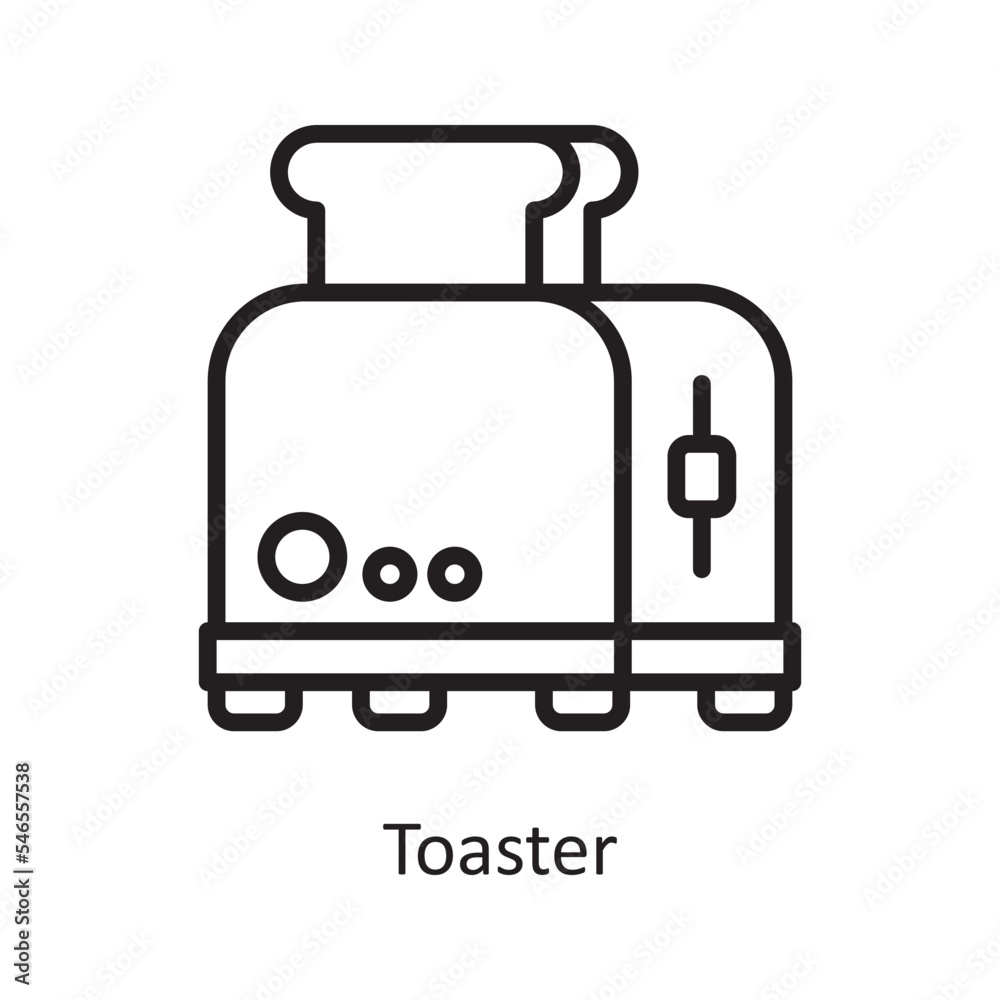 Toaster Vector Outline Icon Design illustration. Housekeeping Symbol on ...