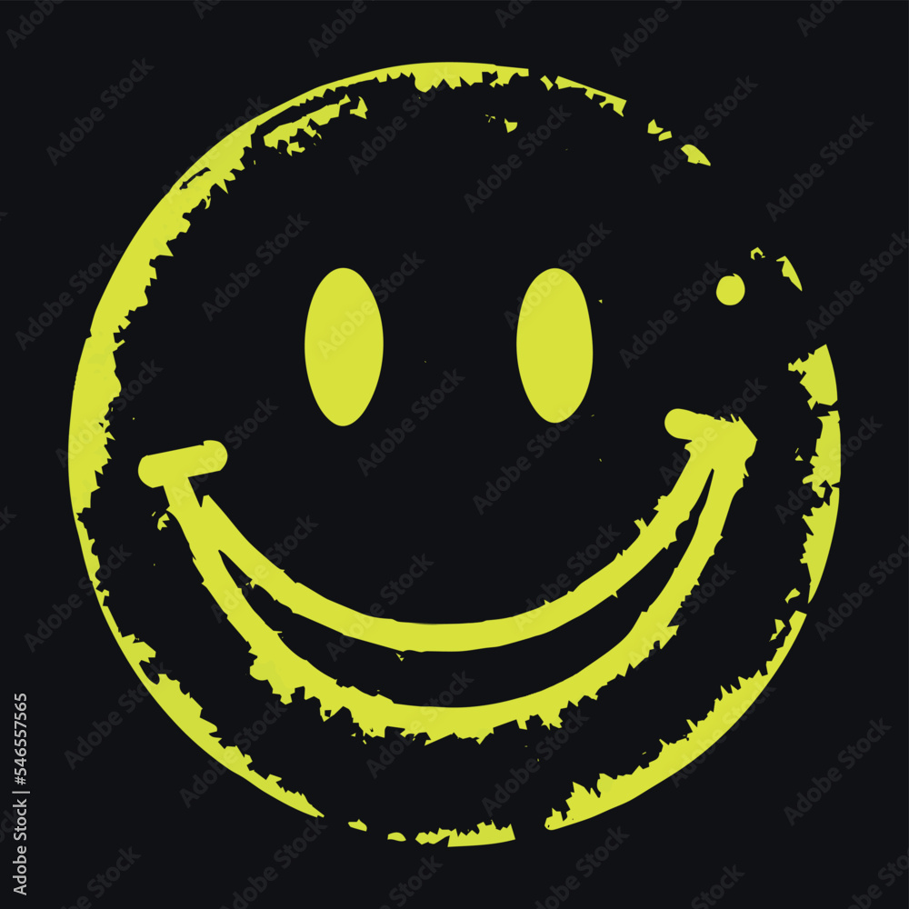 Smiley grunge isolated spray paint vector illustration. Splash paint ...