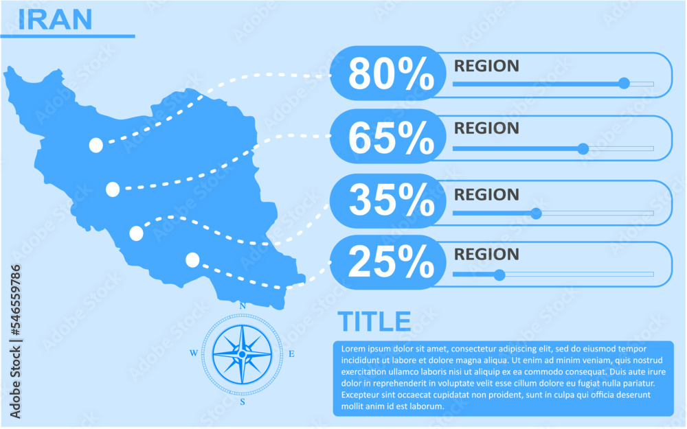 Iran country region map infographic with slider presentation design ...