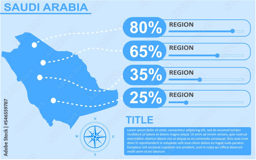 saudi arabia country region map infographic with slider presentation ...