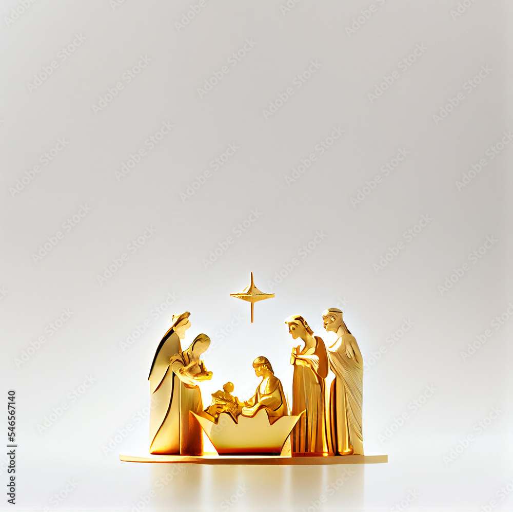 Christmas nativity scene of born child baby Jesus Christ in the manger ...