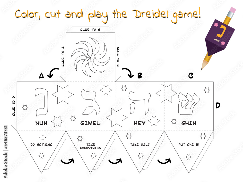 Hanukkah dreidel outline isolated on white background. Vector ...