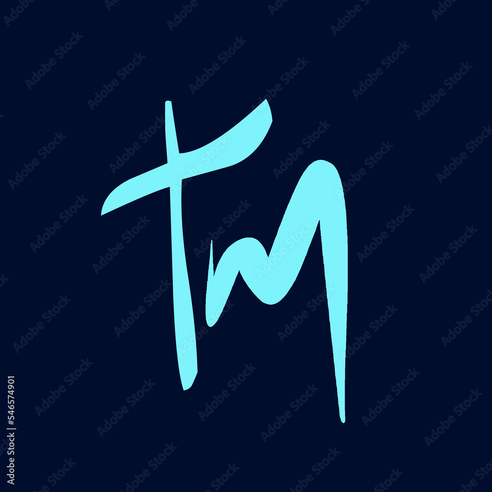 TM monogram logo.Calligraphic icon.Script letter t, letter m.Lettering ...