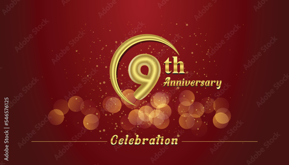 9th anniversary celebration vector illustration Stock Vector | Adobe Stock