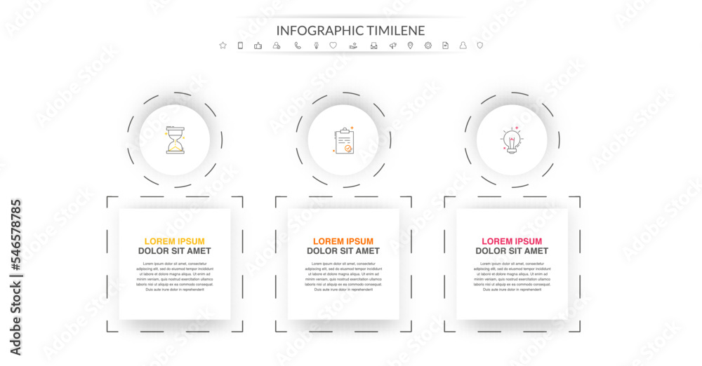 Vector infographics with 3 circles and rectangles. Modern concept ...