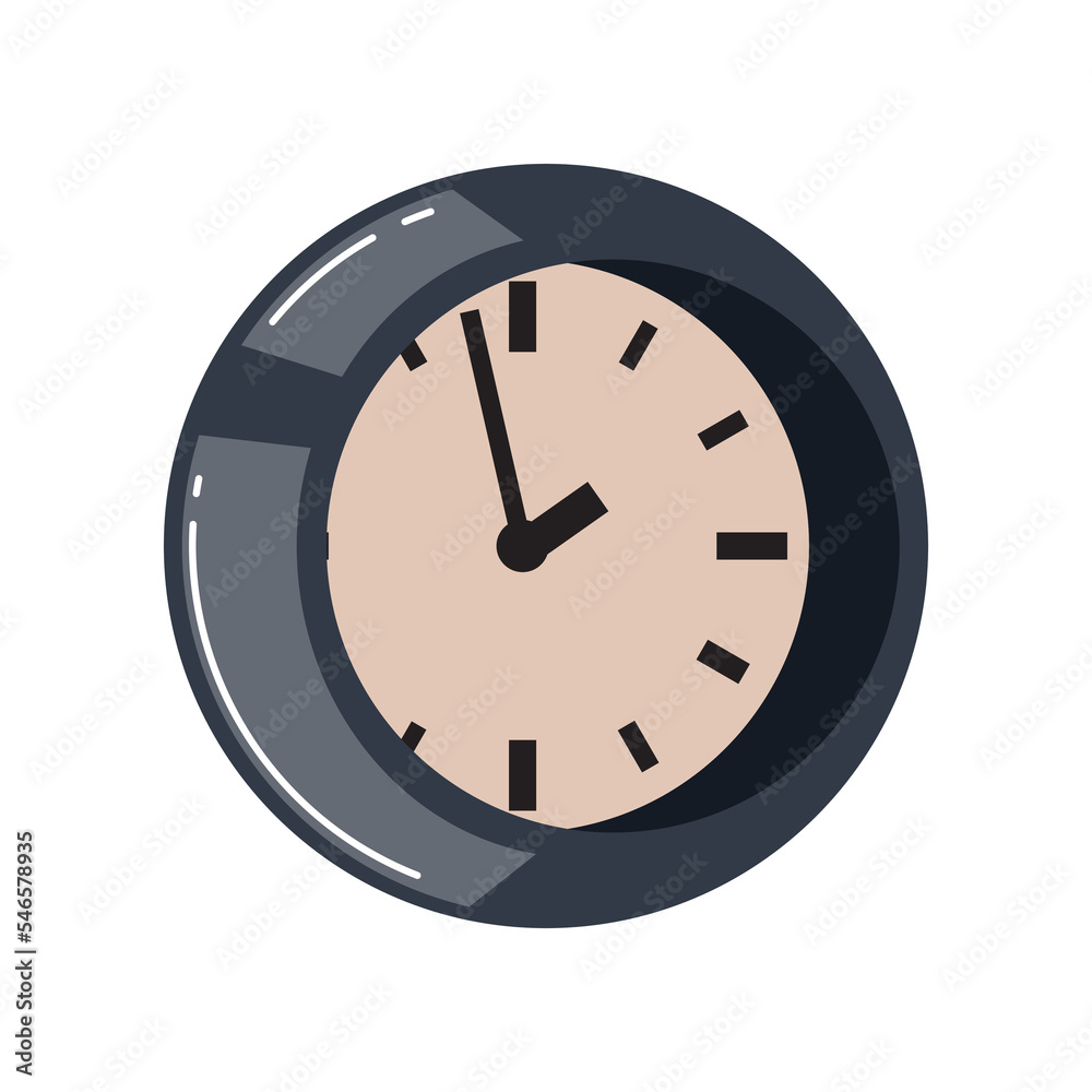 Wall clock for classroom vector illustration. Cartoon drawing of ...