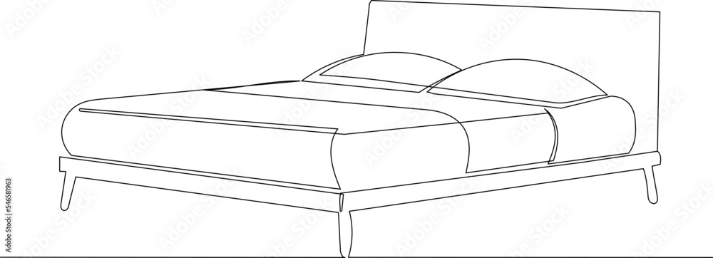 bed continuous line drawing, vector, sketch Stock Vector | Adobe Stock