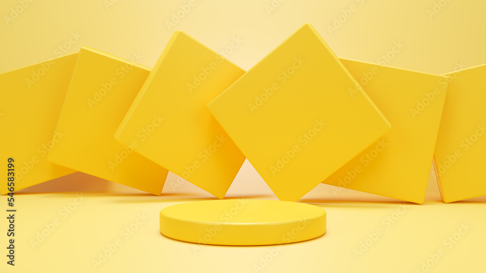 Abstract scene background. Yellow stage podium for product display ...