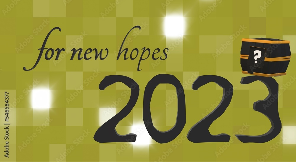 for new hopes text on 2023 celebrating message on yellow square ...