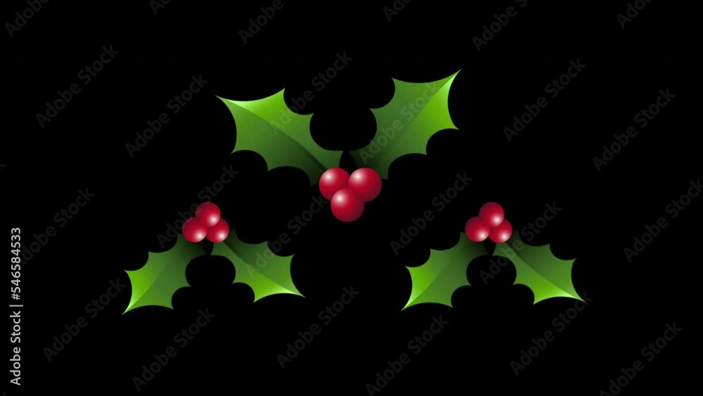 Animated 3D Realistic Christmas Holly Berries and Christmas Holly ...