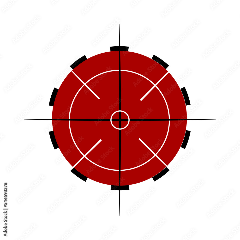 Circular red crosshair target cartoon illustration. Gun or rifle sight ...
