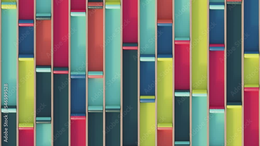 Colorful cylinders roll along lanes 3d looping animation. Conceptual ...