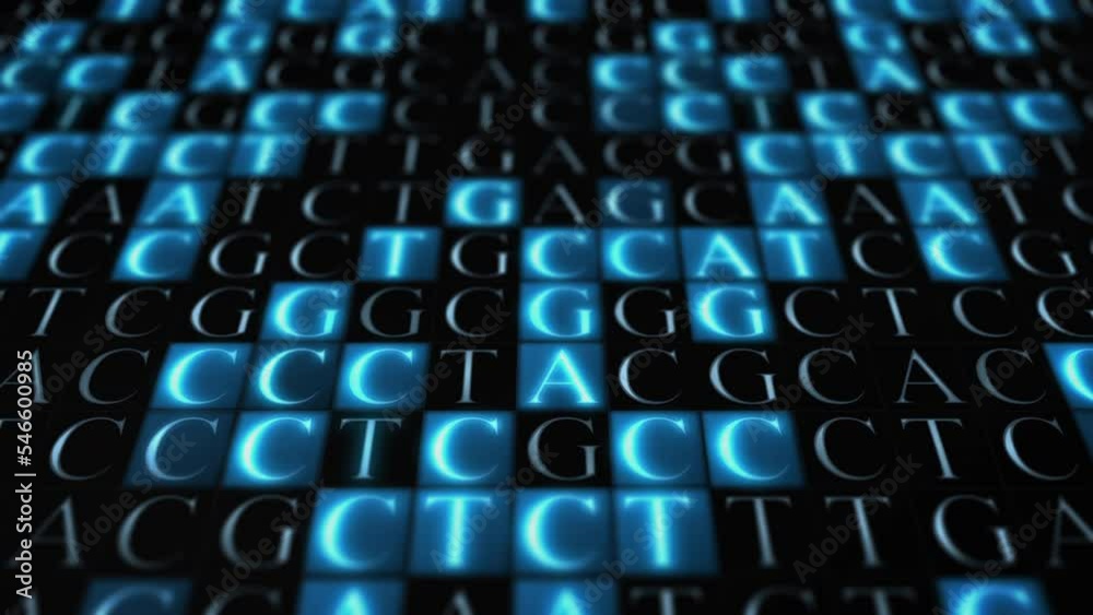 Abstract Genomic Animation. ATCG the four Bases Found in DNA. Genetic ...