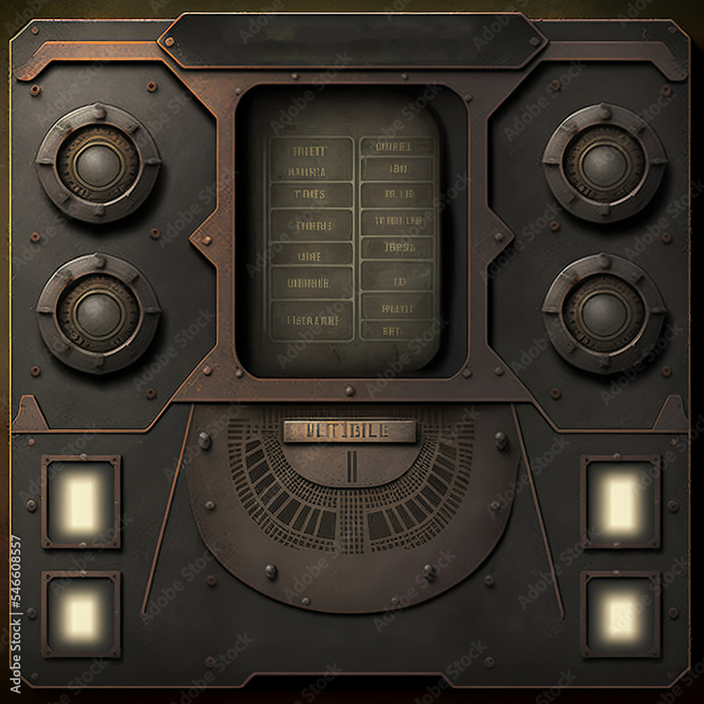 Elegant retrofuturistic sci-fi terminal in dieselpunk style in a ...