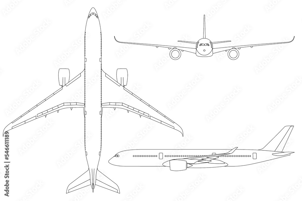 Avión de línea de largo alcance a350 Stock Illustration | Adobe Stock