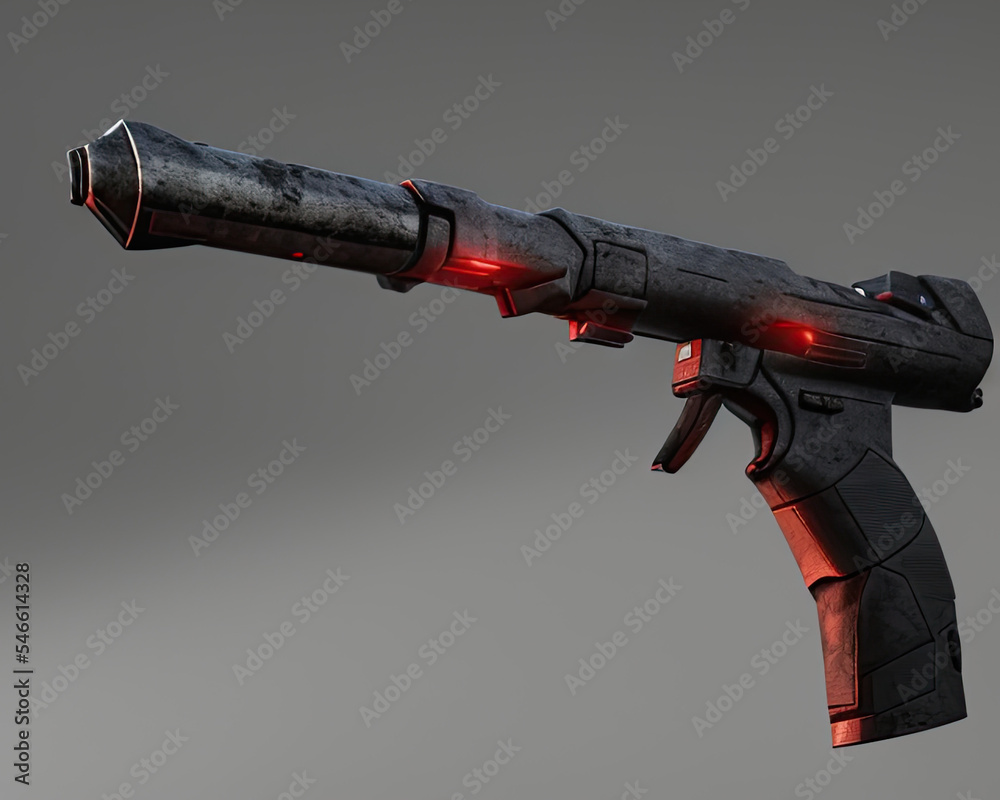 futuristic gun - cyber punk - futuristic - 3D render Stock Illustration ...