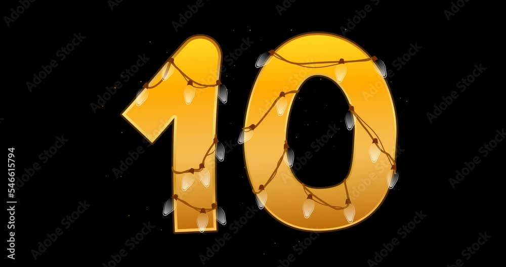 Number 10 vector illustration. Digits with glowing lights and bulbs ...