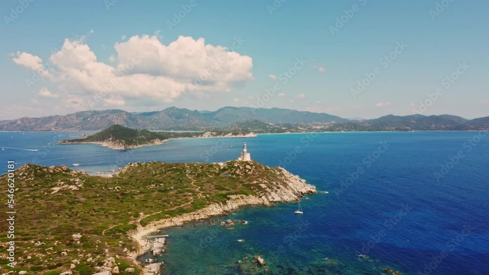 An amazing aerial view of the Sardinian coast. The wonderful colors of ...