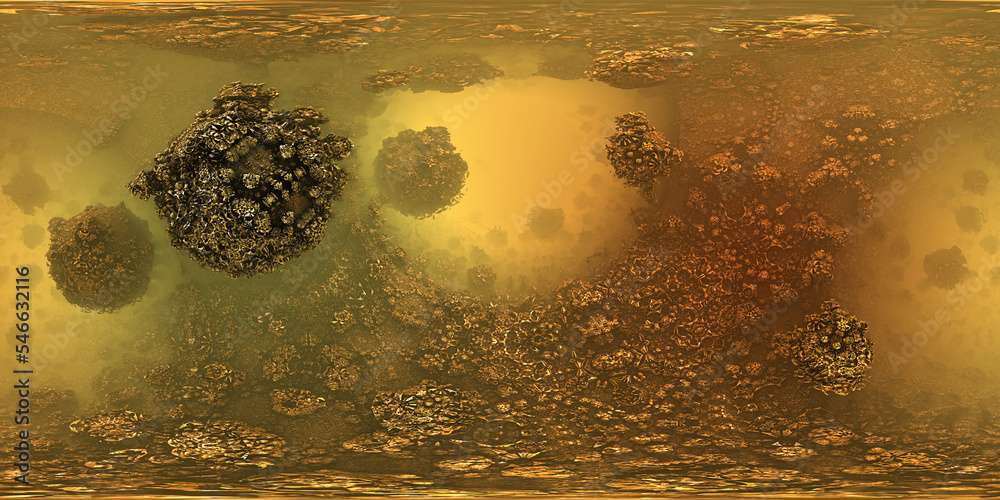 360 degree nano fractal world, equirectangular projection, environment ...