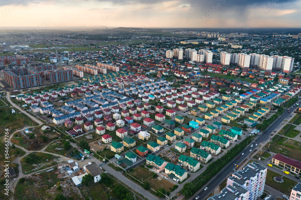 New buildings in a new residential area of the city of Almaty. New high ...