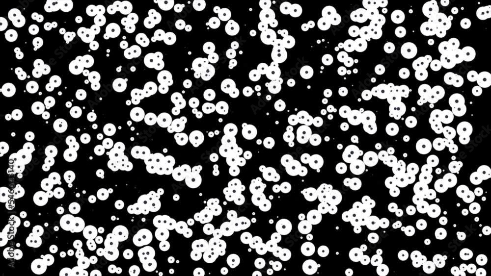 White Circle Dot randomly moving on dark background. High Tech ...