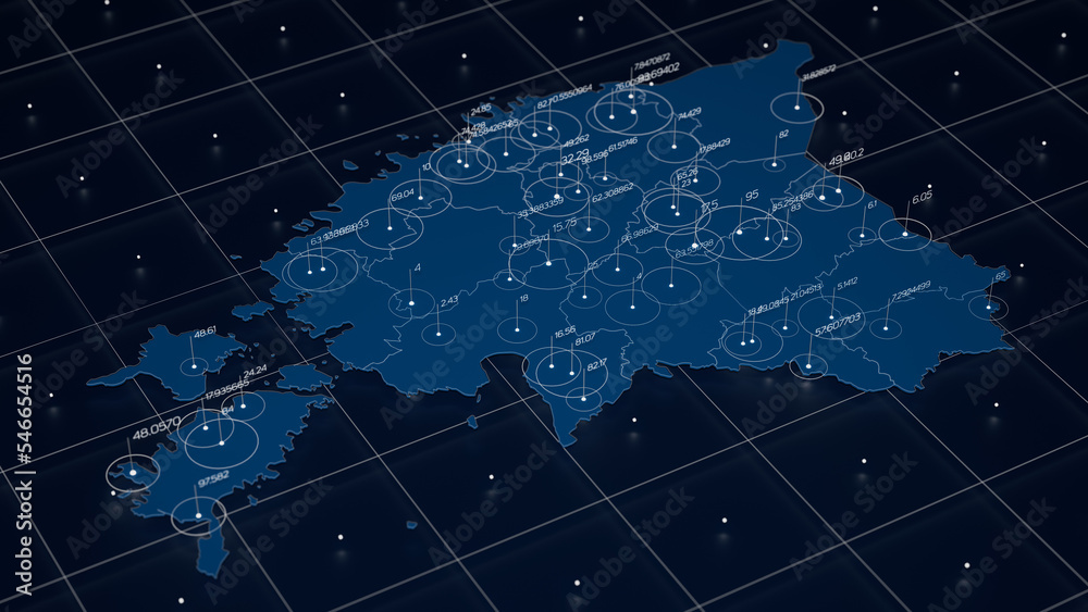 Estonia blue map big data visualization. Futuristic map infographic ...