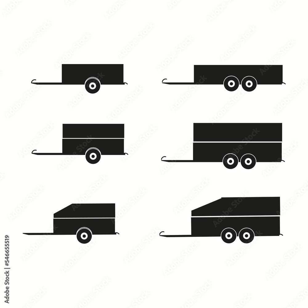 Car trailer icon set. Vector drawing. Vector Stock Vector | Adobe Stock
