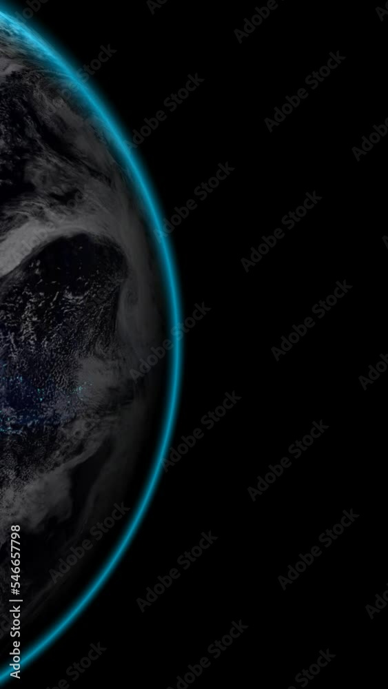 Vertical Background with rotating Earth on the left of the screen. 3D ...