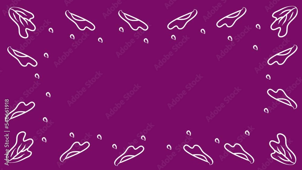 Decor on a purple surface. Animated frame border background. Template ...