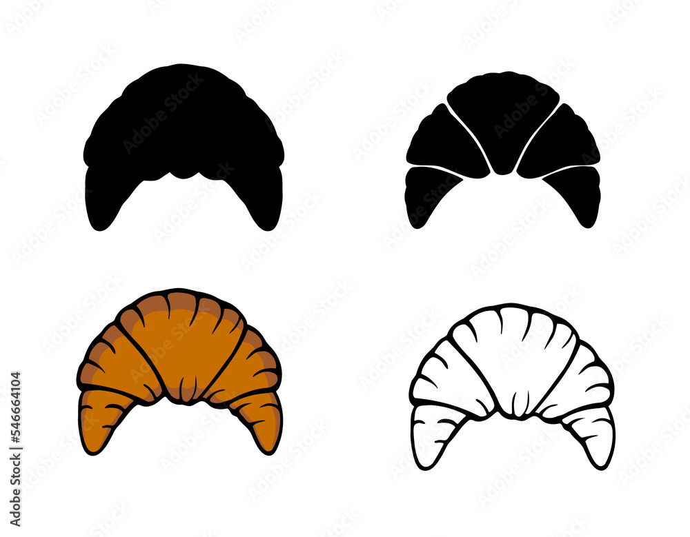 Cartoon croissant drawing. French croissants illustration. Delicious ...