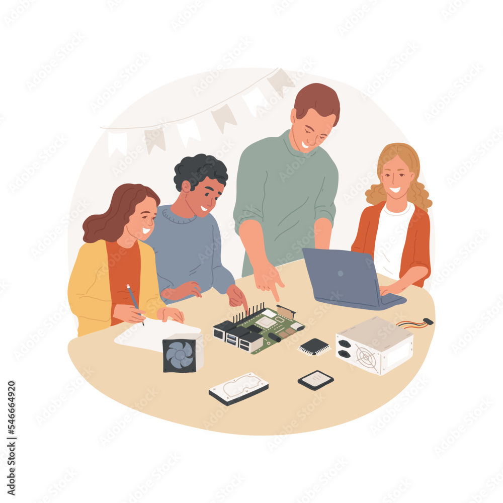 Hardware And Microcontrollers Isolated Cartoon Vector Illustration Education Teaching High