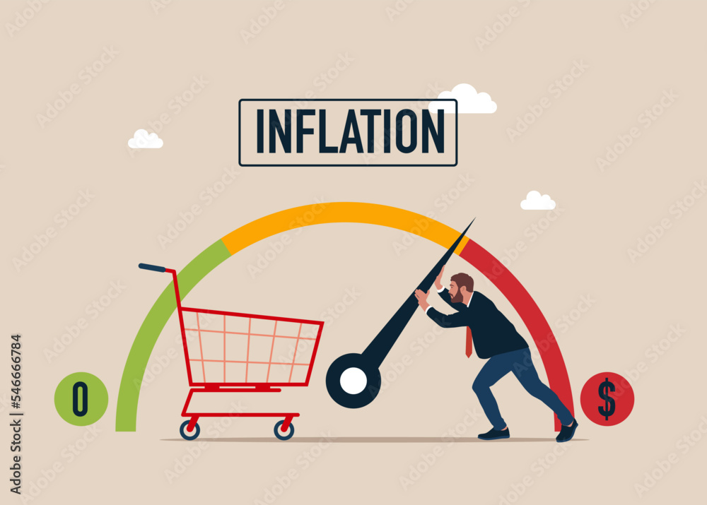 Businessman is trying to keep meter from maximum values, regulates ...