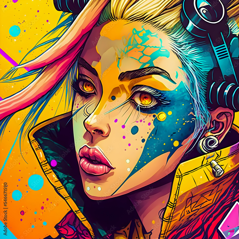 Cyberpunk, Comics, Manga character design, Anime style Stock ...