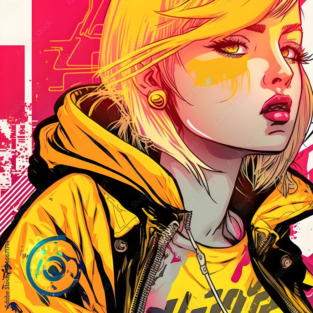 Cyberpunk, Comics, Manga character design, Anime style Stock ...