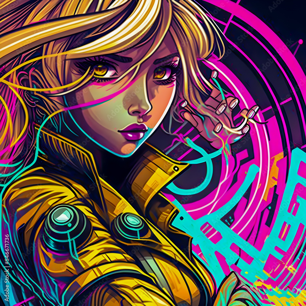 Cyberpunk, Comics, Manga character design, Anime style Stock ...