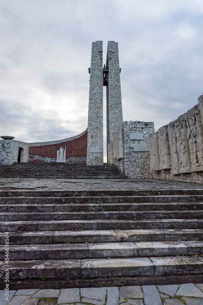 Monument Of The Three Generations, Perushtitsa, Bulgaria Stock Photo ...