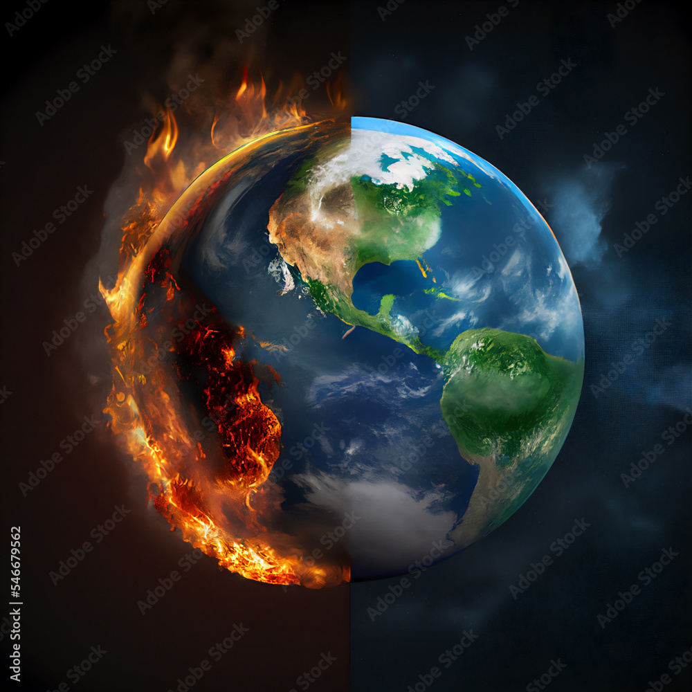 Planet earth is on fire with the climate change, global warming and ...