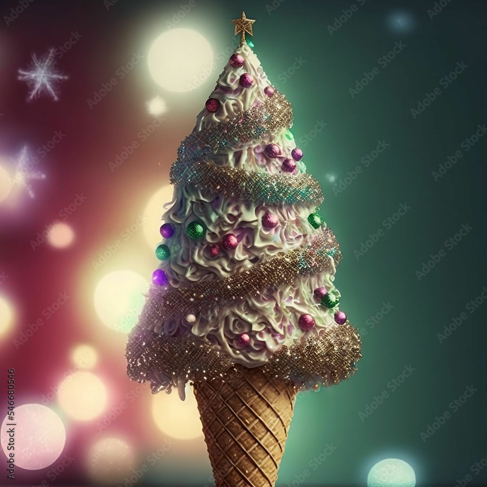 Ice Cream Cone Christmas Tree | Created Using Midjourney and Photoshop ...
