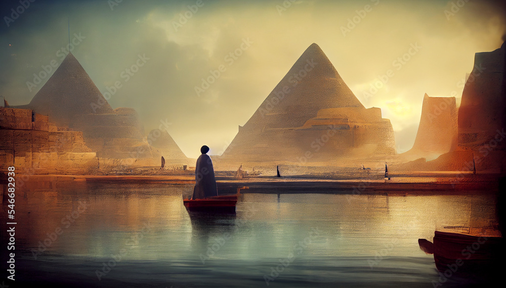 Egypt pyramids illustration, ancient monuments in giza cairo , famous ...