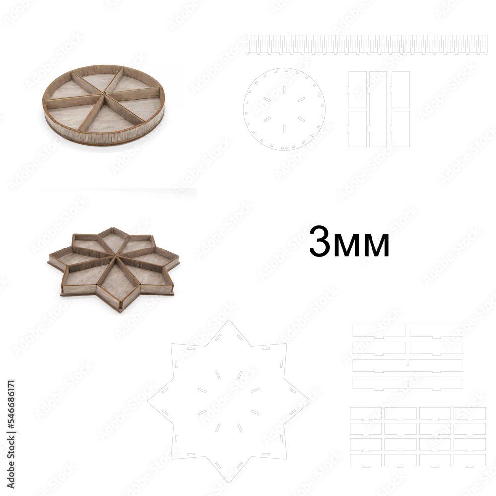 Vetor de Wooden Serving Tray Svg Files for Laser Cut, Wooden Tray ...