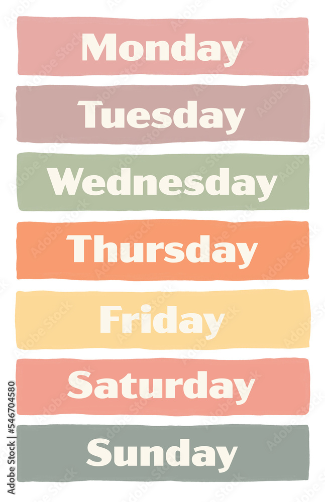 Days of the Week with a Monday Start Stock Illustration | Adobe Stock