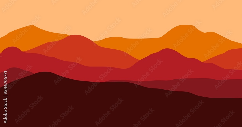 illustration of a natural background of mountains and hills layered ...