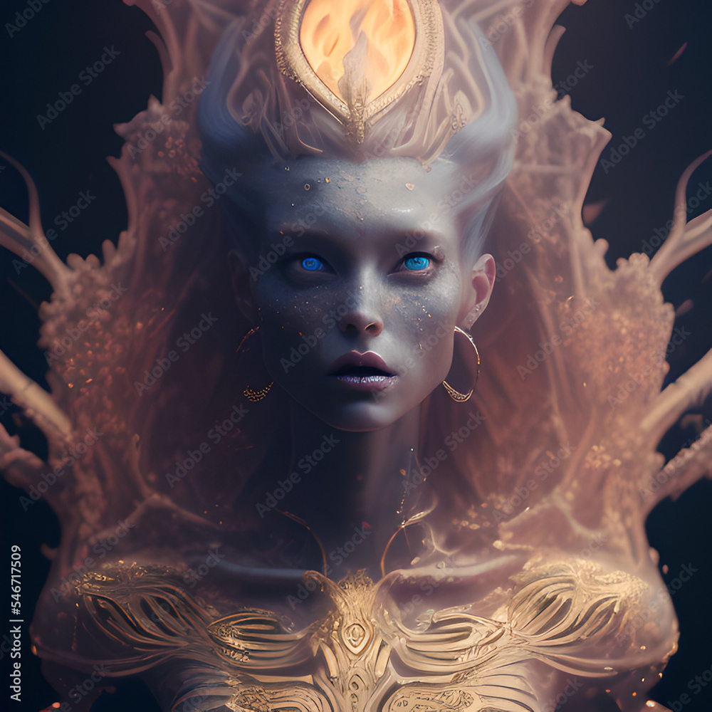 A female succubus demon portrait. A young and beautiful woman's face ...