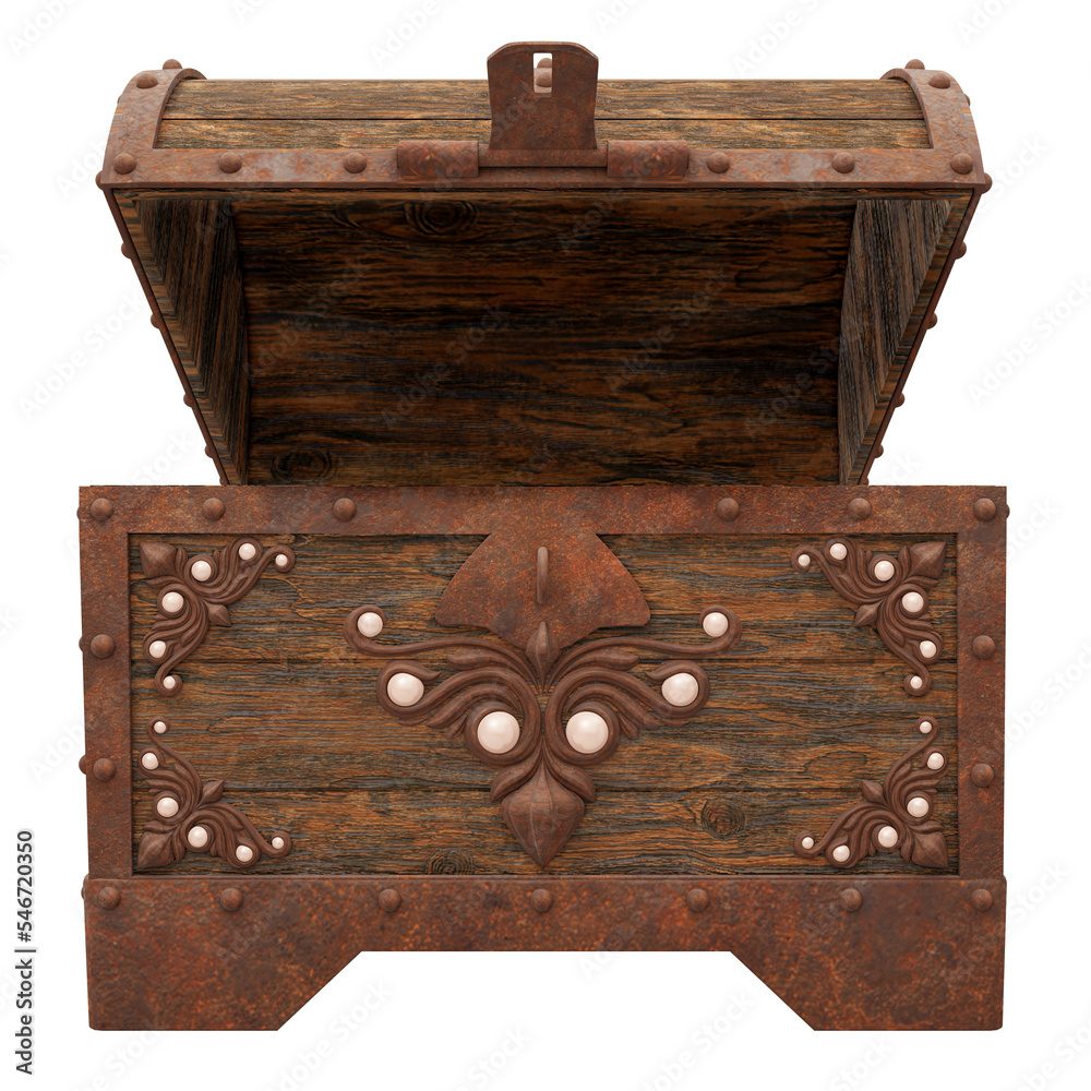 Old and broken vintage pirate treasure chest. Rotten and broken. For ...