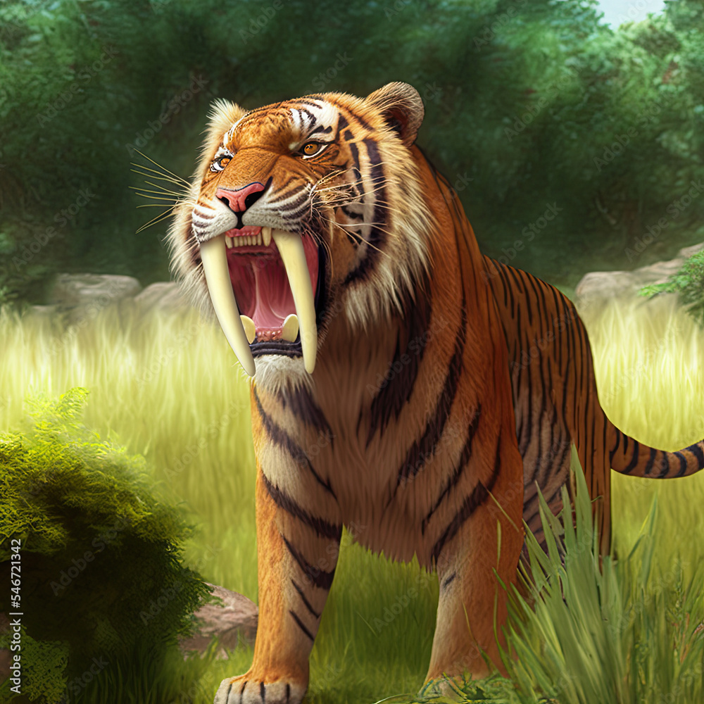Poster The saber-toothed tiger was an ancient mammal and tiger and cat ...