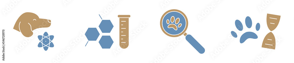 Pet dog genes test icon set, domestic pet DNA test concept, breed ...